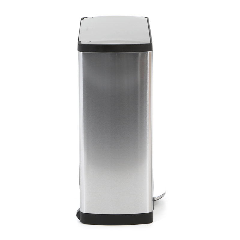 simplehuman Rectangular Dual Compartment Recycling Kitchen Step Trash Can, 46 Liter, Stainless ...